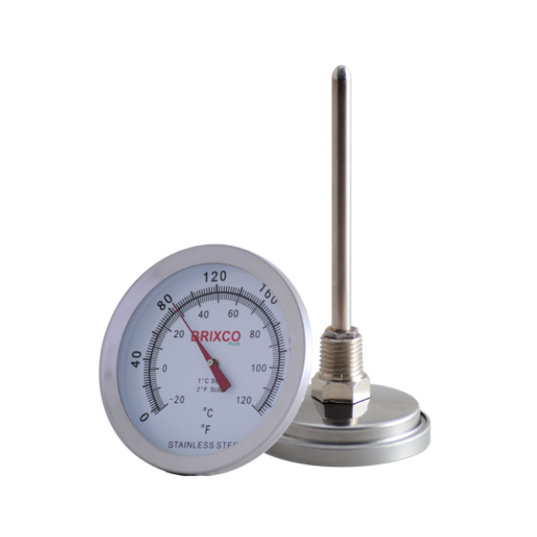 Termómetro bimetálico, tipo industrial. Brixco | OneLab