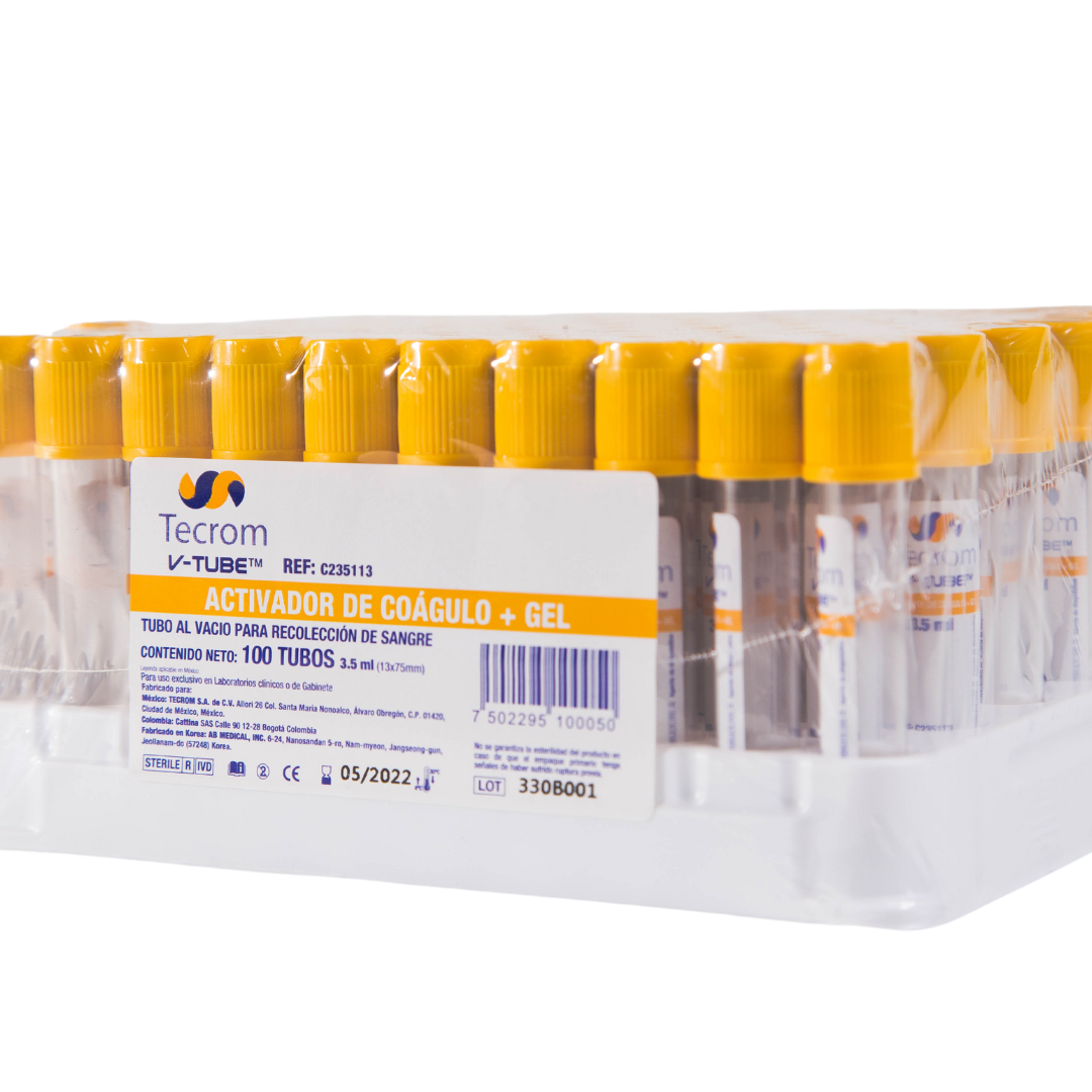 Tubo v-tube™ tapa amarilla, con gel + activador de coagulación, x 1200 ...