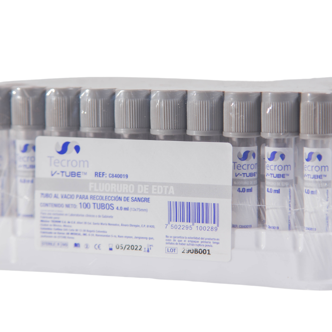 Tubo v-tube™ tapa gris, con fluoruro de sodio y EDTA K3 como aditivo, x ...