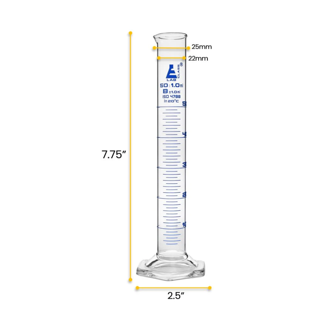 Probeta en vidrio, clase B, graduada, base vidrio. Eisco | OneLab